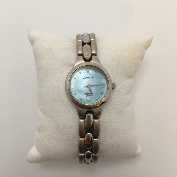 Lorus | Jewelry | Lorus Diamond Quartz Watch Light Blue Face Silver ...